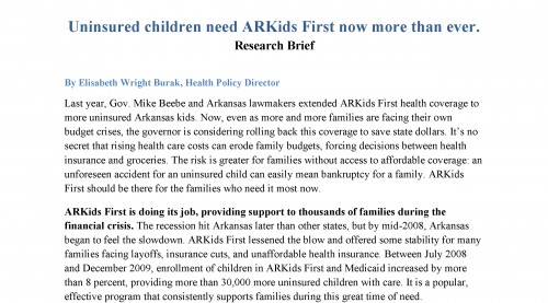 Research Brief: Uninsured kids need ARKids First now more than ever ...